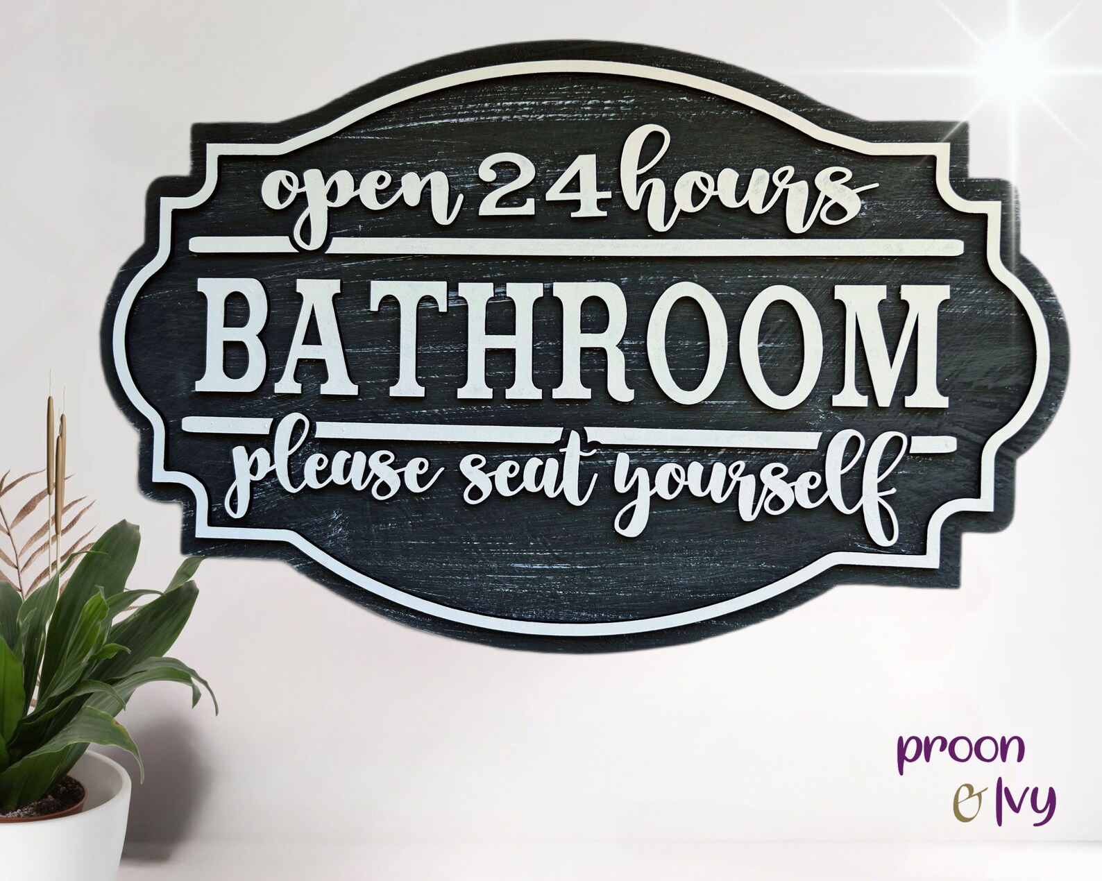 Bathroom Door Sign Restroom Decor Wall Art Bathroom Painted - Etsy
