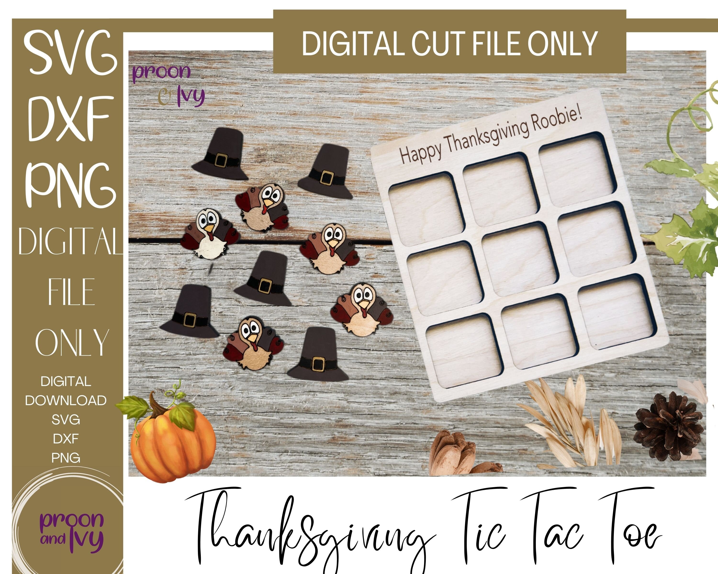Tic Tac Toe SVG Thanksgiving Favors SVG Thanksgiving Laser - Etsy