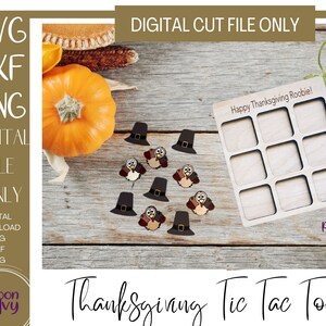 Tic Tac Toe SVG, Thanksgiving Favors SVG, Thanksgiving Laser Cut File ...