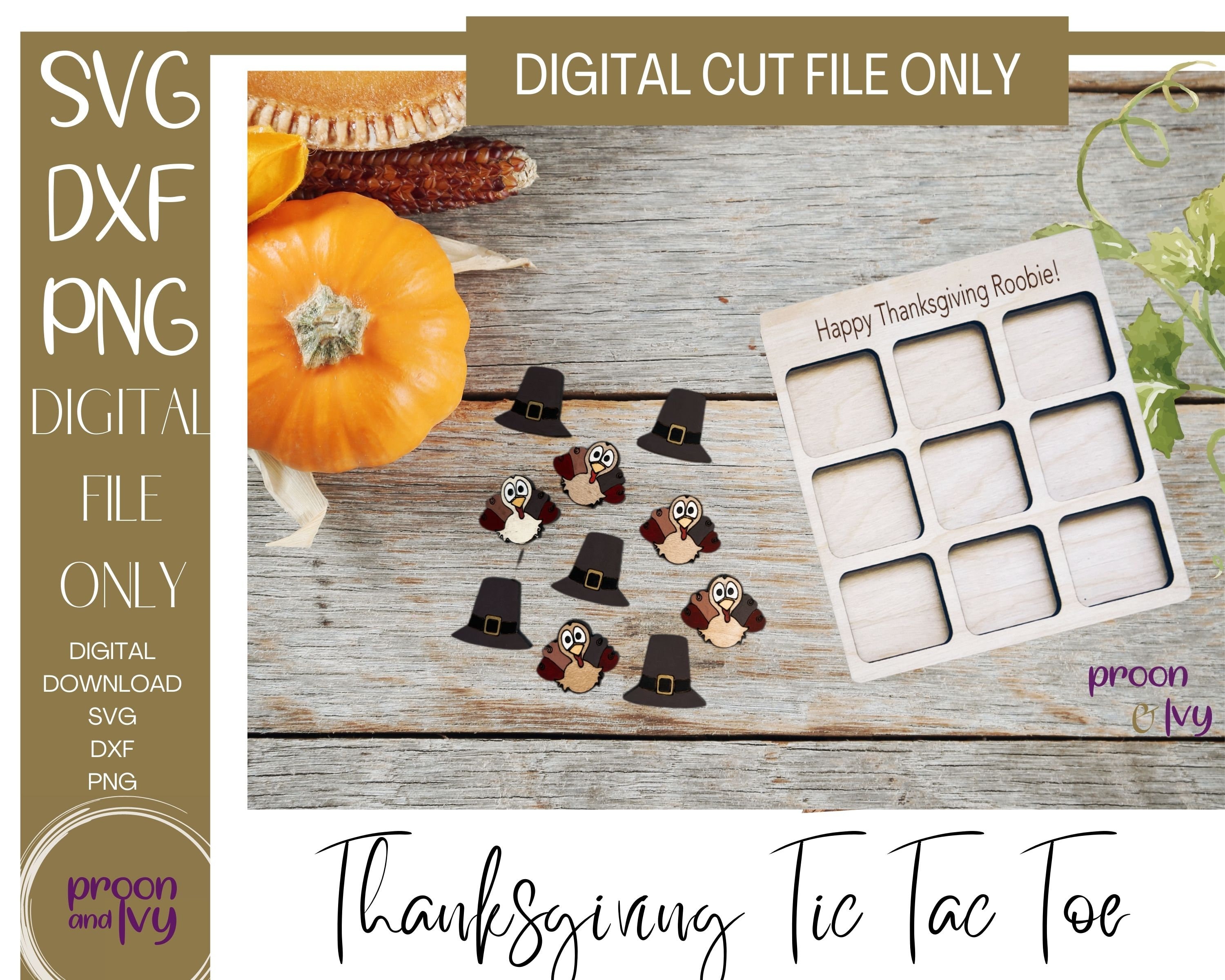 Tic Tac Toe SVG Thanksgiving Favors SVG Thanksgiving Laser - Etsy