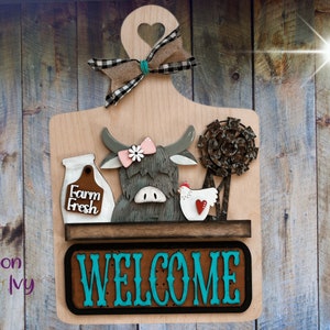 Farmhouse Shelf Decorations, Highland Cow Kitchen Decor, Gift for Cow ...