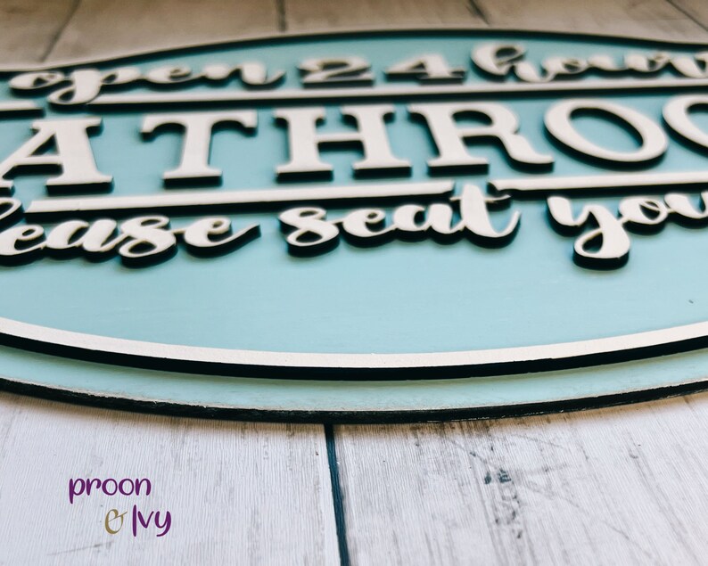 Bathroom Door Sign, Restroom Decor Wall Art, Bathroom Painted Sign - Etsy