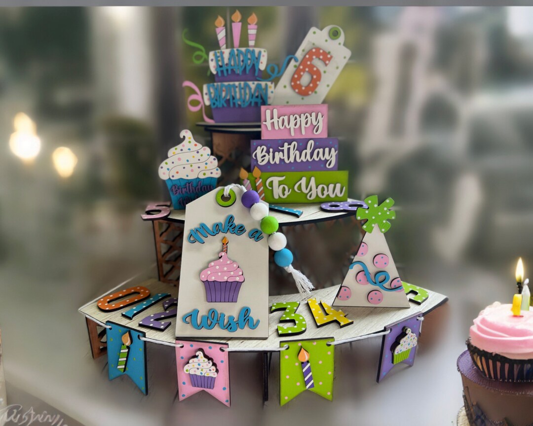 Reusable Birthday Decor, Birthday Tiered Tray, Polka Dot Birthday Decor ...