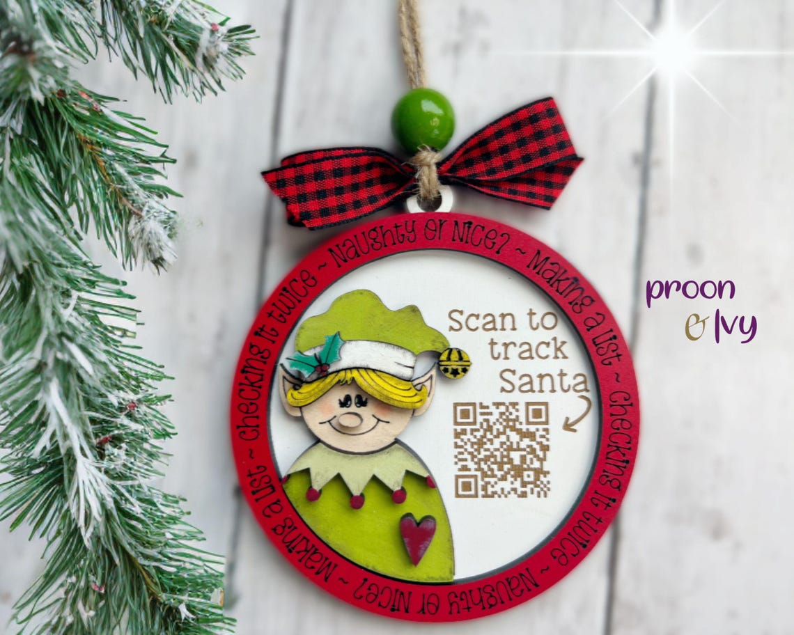 Santa Tracker Ornament, QR Code Santa Tracking, QR Code Ornament ...