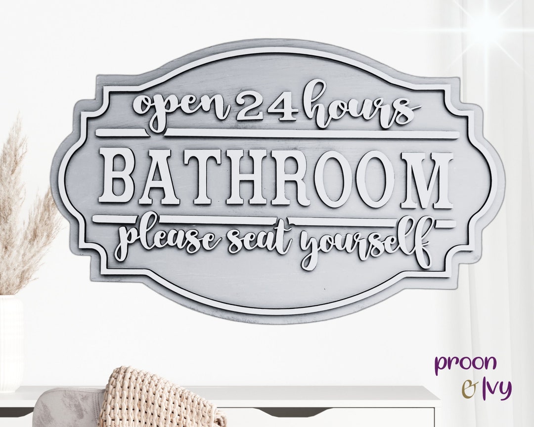 Bathroom Door Sign Restroom Decor Wall Art Bathroom Painted - Etsy