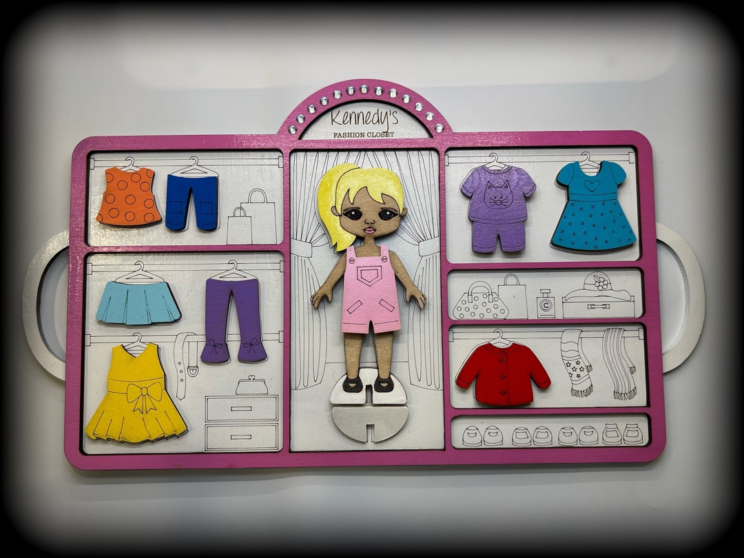 Wooden Doll Set, Toddler Busy Board, Dress up Doll, Personalized Paper ...
