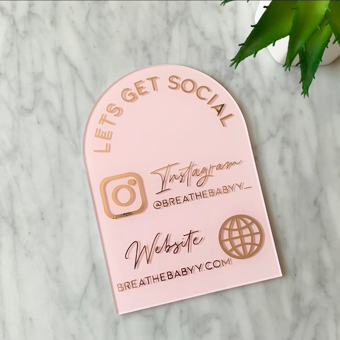 Let's Get Social Arch Acrylic Sign Small Acrylic Business Signs ...
