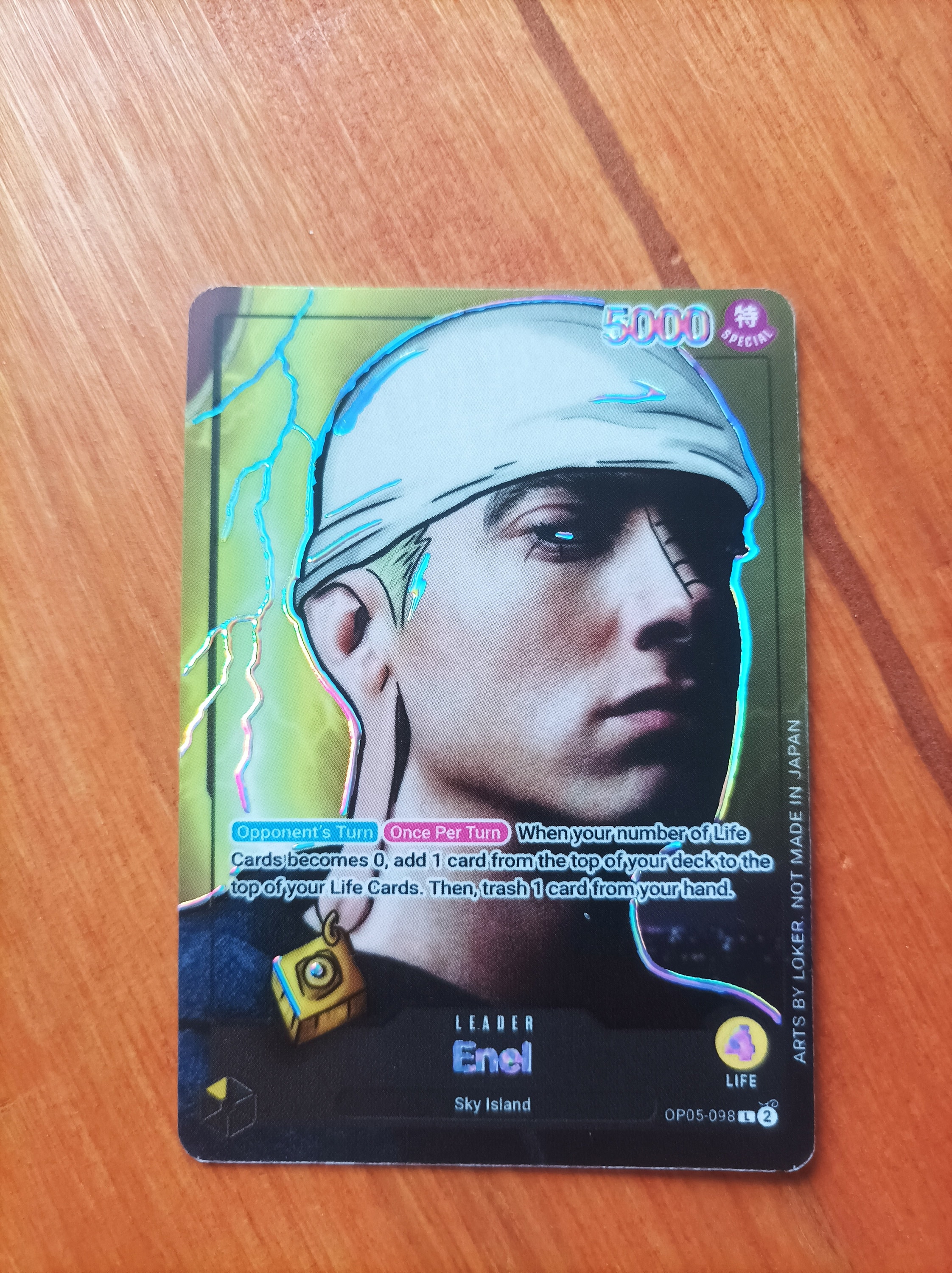 Enel eminem One Piece TCG Custom Alt Art Leader foil & emboss - Etsy