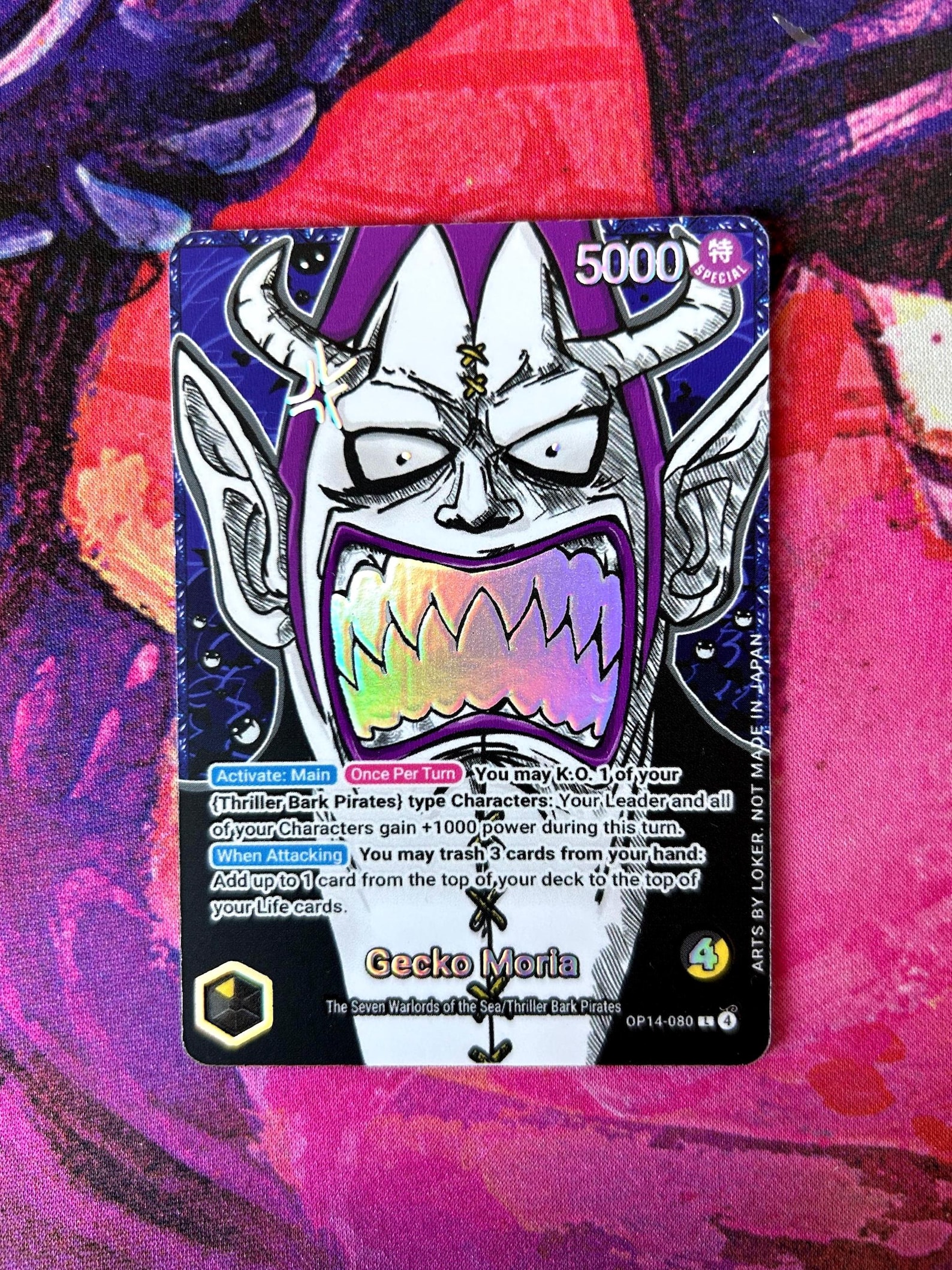 OP14 Gecko Moria - One Piece TCG Custom Alt Art Leader *foil* & *emboss ...
