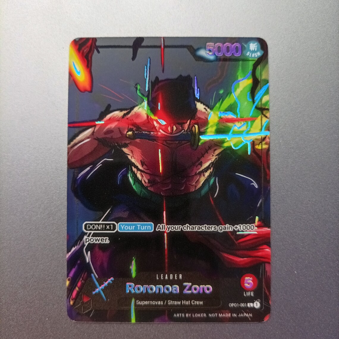 Roronoa Zoro One Piece TCG Custom Alt Art Leader foil & emboss - Etsy