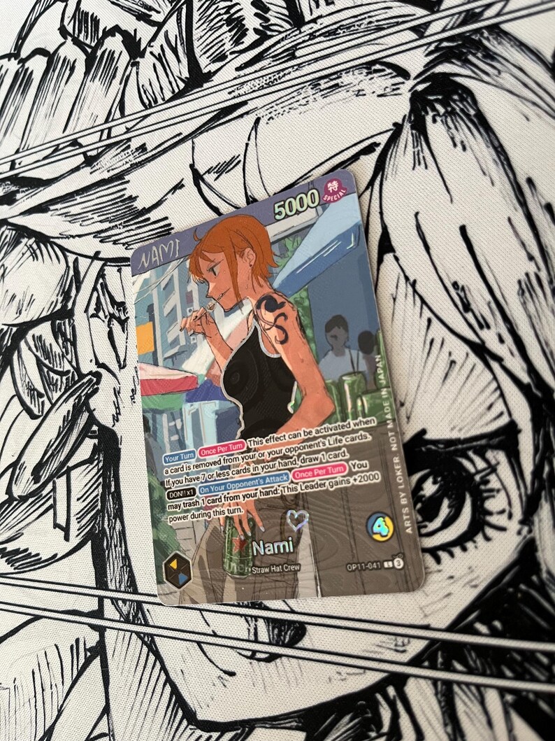 OP11 Nami (beer)- One Piece TCG Custom Alt Art Leader *foil* & *emboss ...