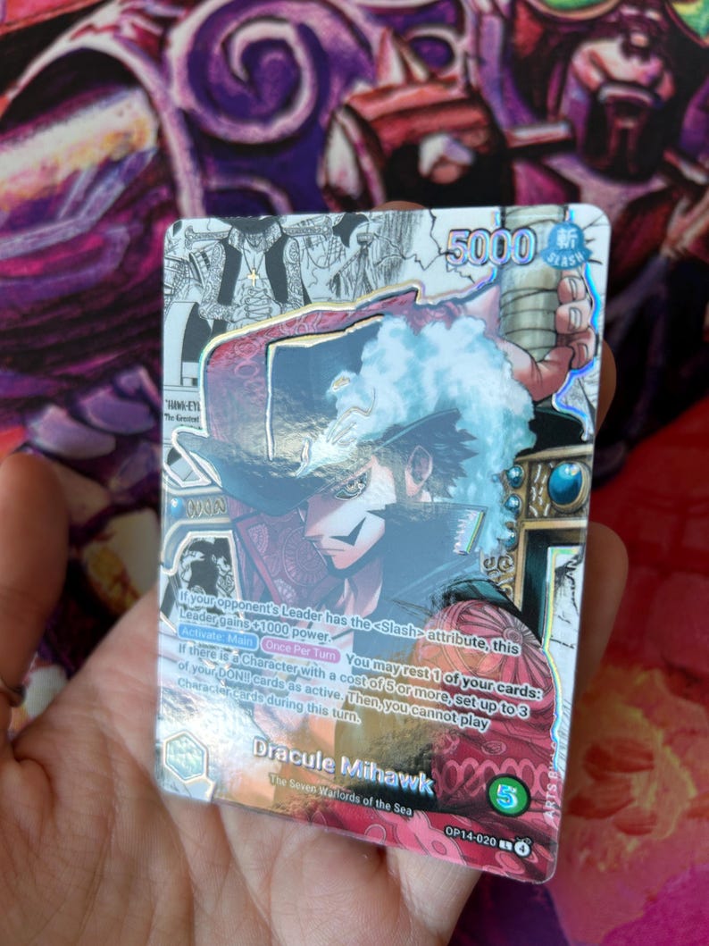 Dracule Mihawk OP14 - One Piece TCG Custom Leader Card *foil* & *emboss ...