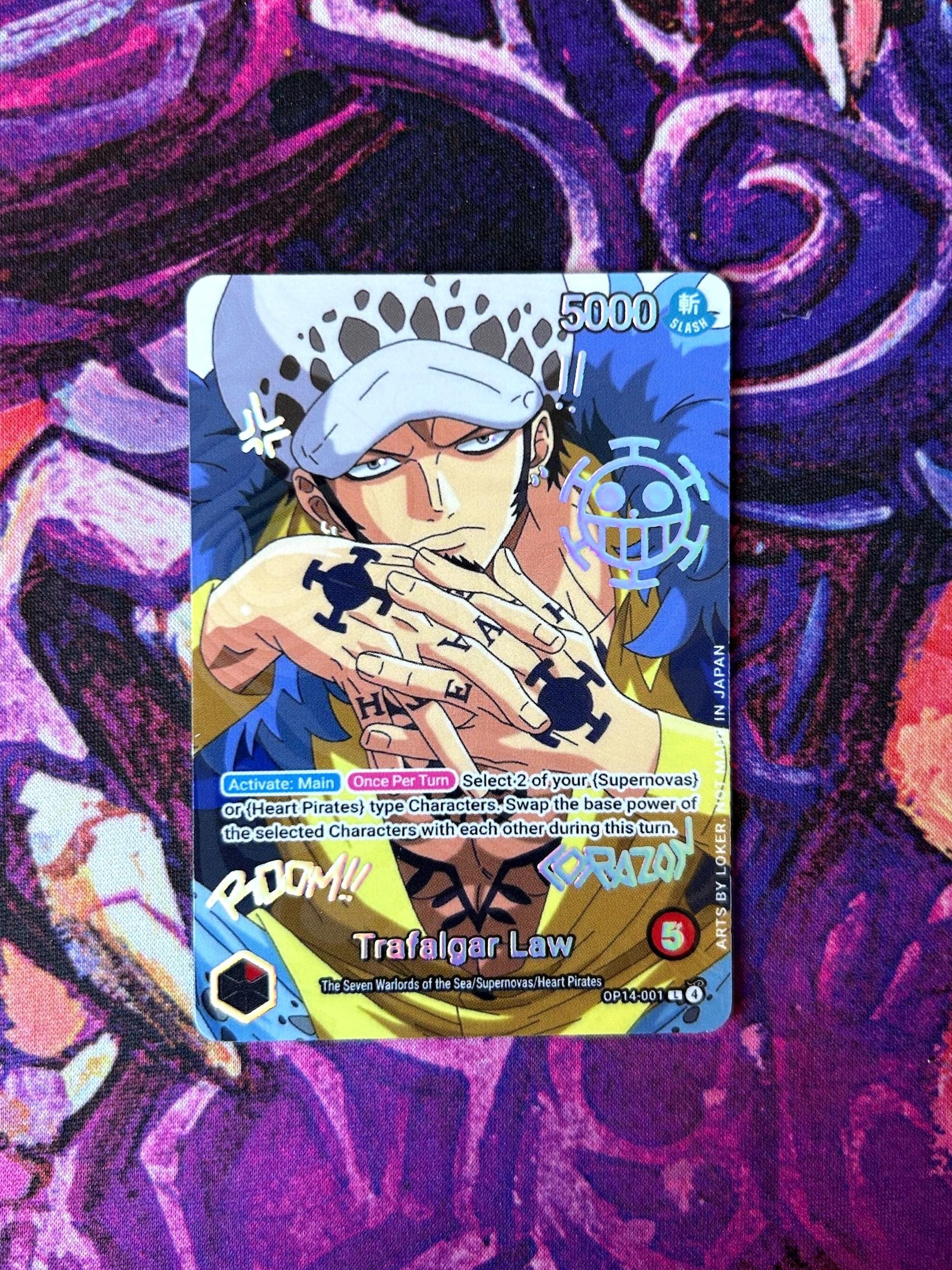OP14 Law (face) - One Piece TCG Custom Alt Art Leader *foil* & *emboss ...