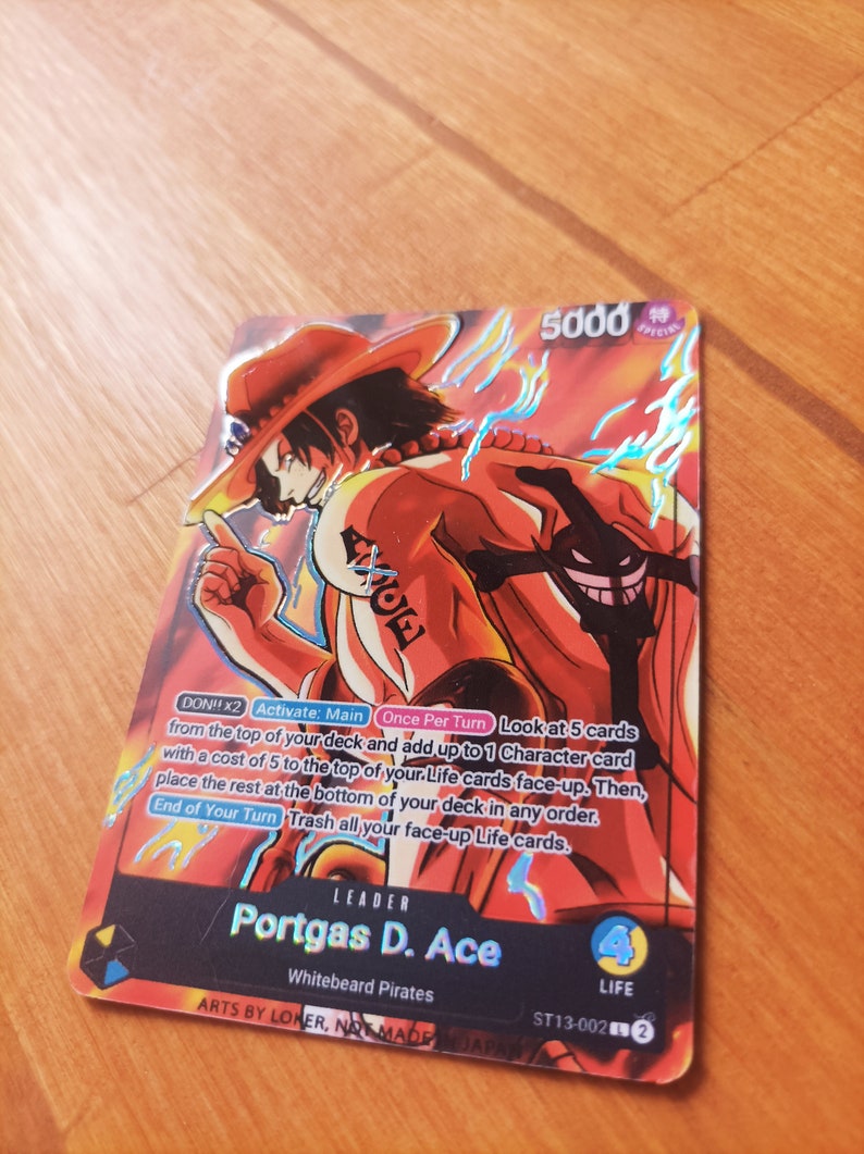 Portgas D. Ace One Piece TCG Custom Alt Art Leader foil & emboss - Etsy