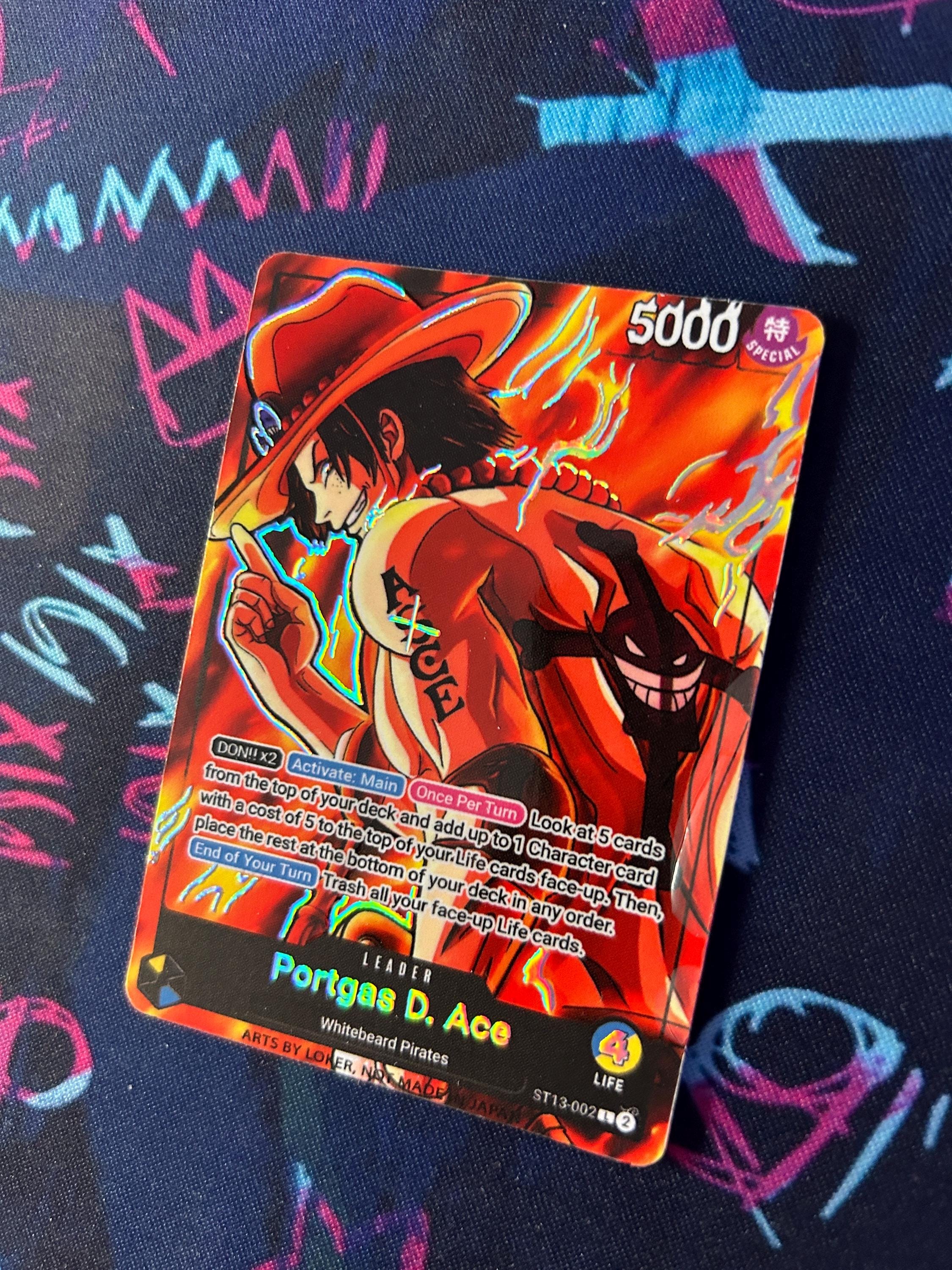 Portgas D. Ace - One Piece TCG Custom Alt Art Leader *foil* & *emboss ...