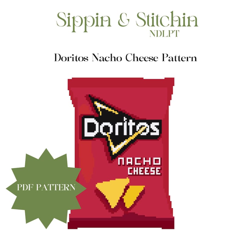 Doritos Nacho Cheese Needlepoint & Cross Stitch Pattern / Design Guide ...