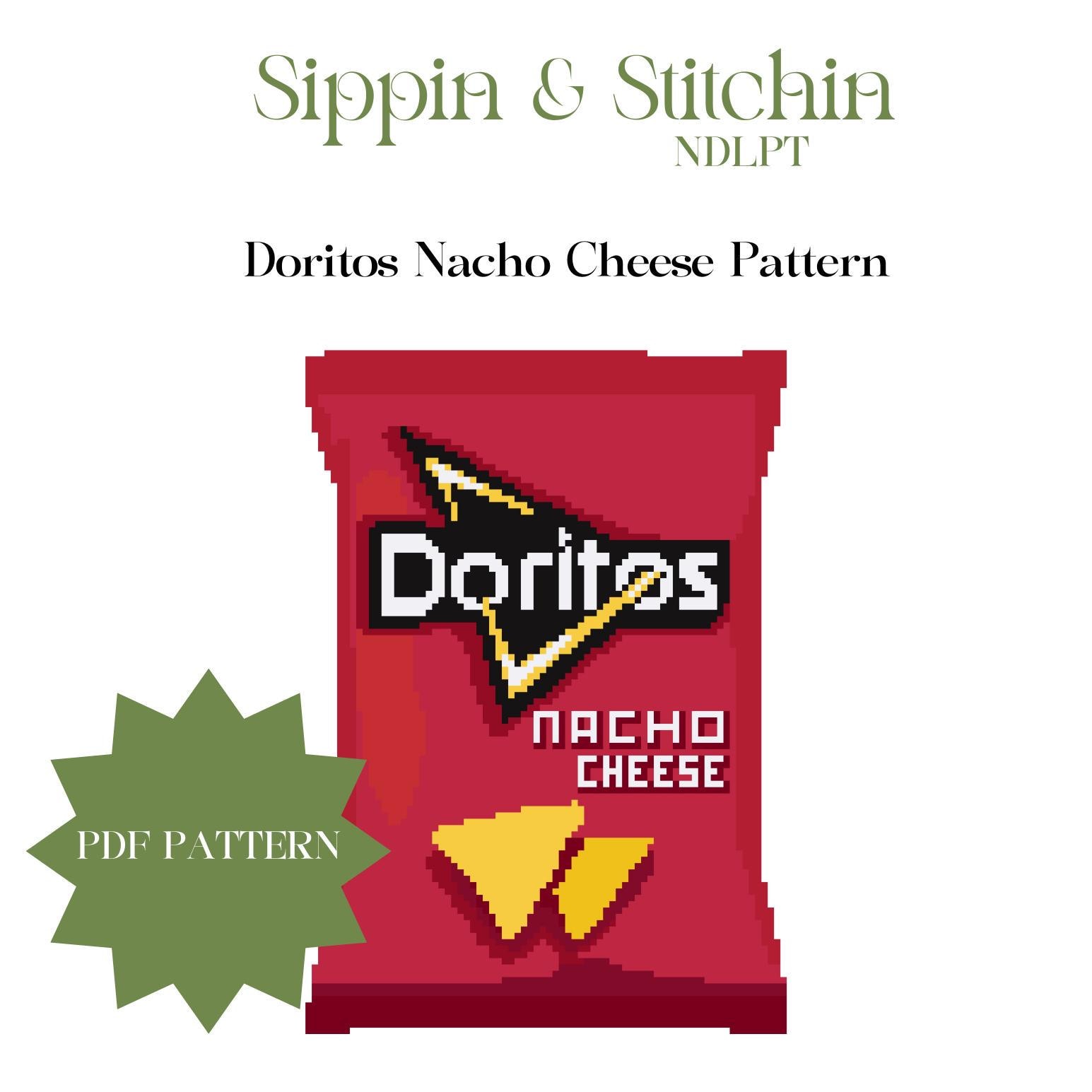 Doritos Nacho Cheese Needlepoint & Cross Stitch Pattern / Design Guide ...