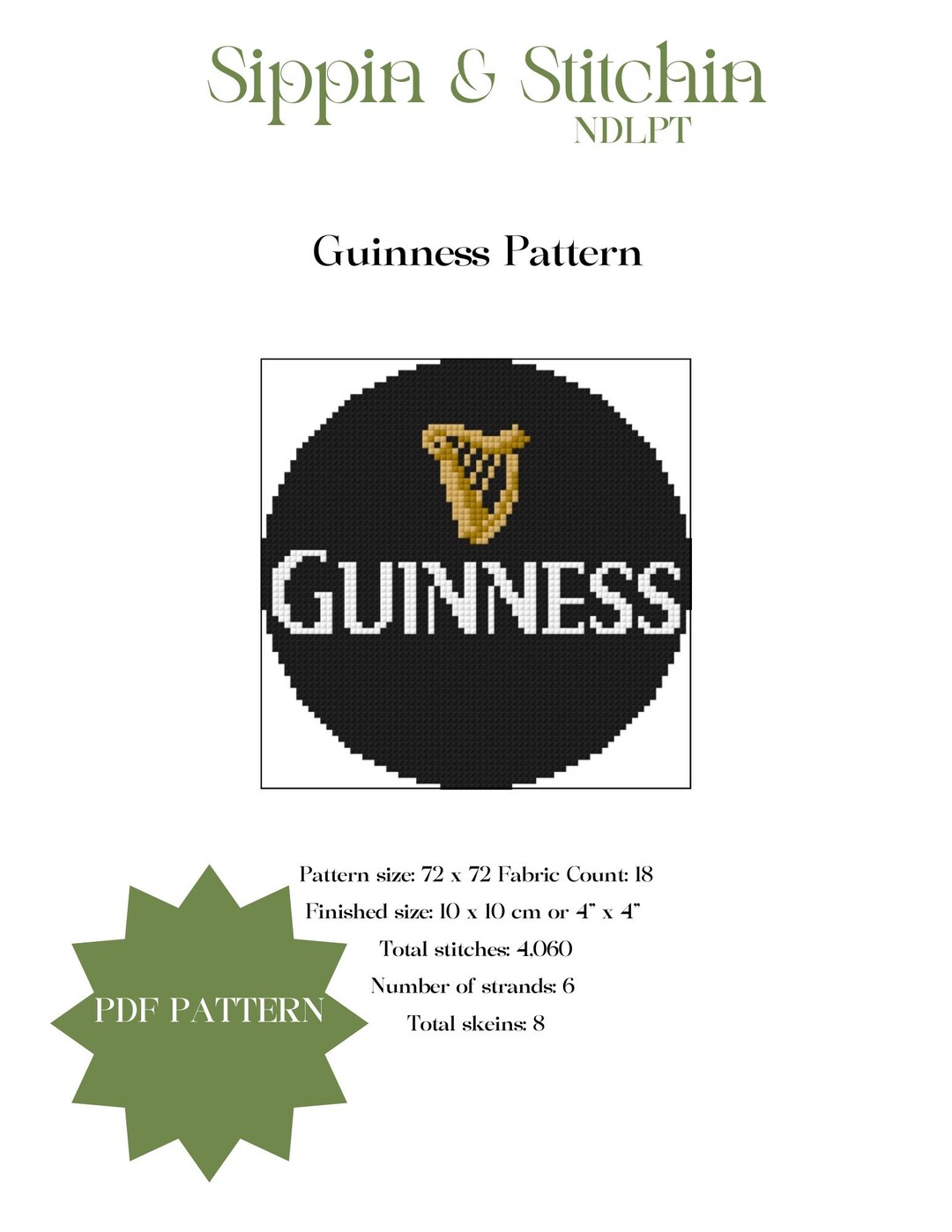 Guinness Needlepoint & Cross Stitch Pattern / Design Guide - Etsy