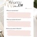 Printable Worry Journalanxiety Template Digital Journal Printable ...