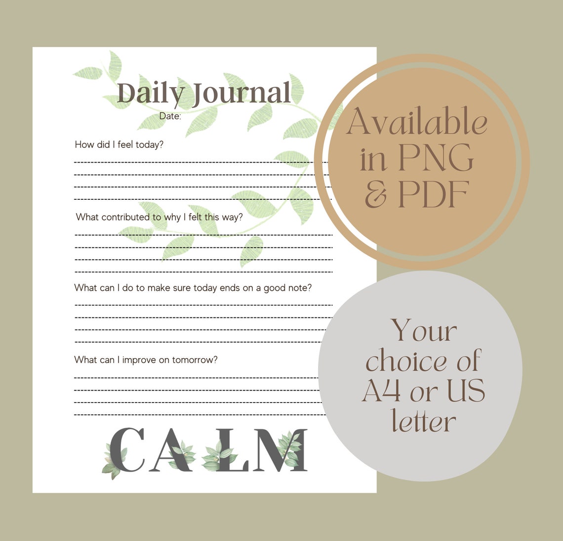 Printable Daily Journal| Self-reflection Template | Digital Journal ...