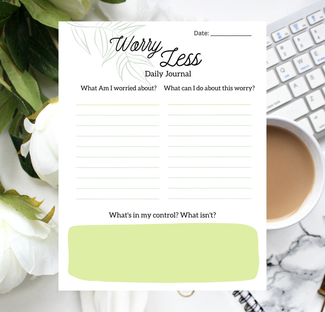 Printable Worry Journal|anxiety Template | Digital Journal| Printable ...