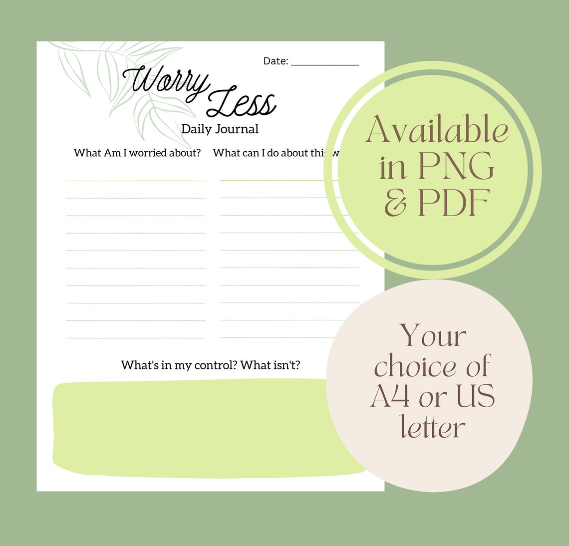 Printable Worry Journal|anxiety Template | Digital Journal| Printable ...