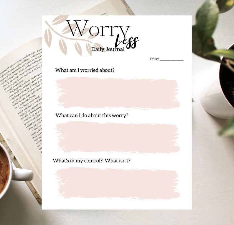 Printable Worry Journalanxiety Template Digital Journal Printable ...