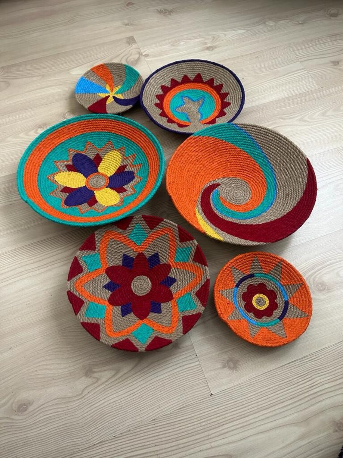 Set of 6 Baskets for Wall, Baskets, Wall Decor, Gift, Home Gift, Boho ...