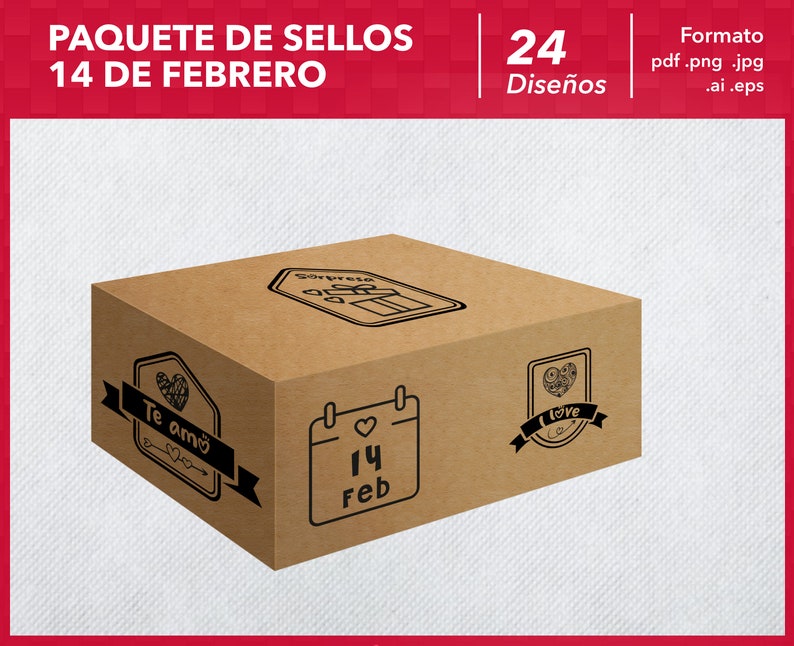 Paquete de sellos vectores elementos stikers 14 de Febrero San Valentín ...