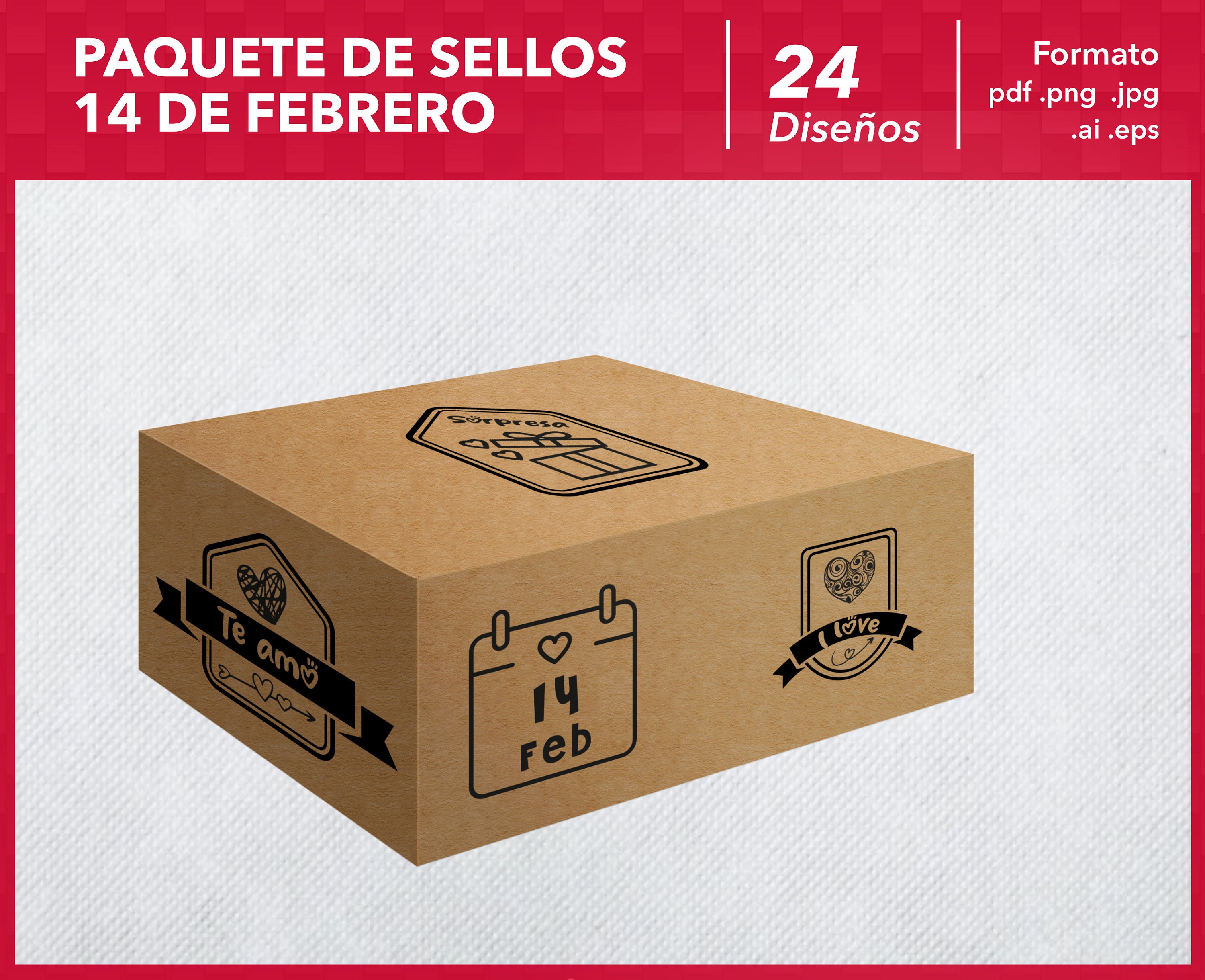 Paquete de sellos vectores elementos stikers 14 de Febrero San Valentín ...