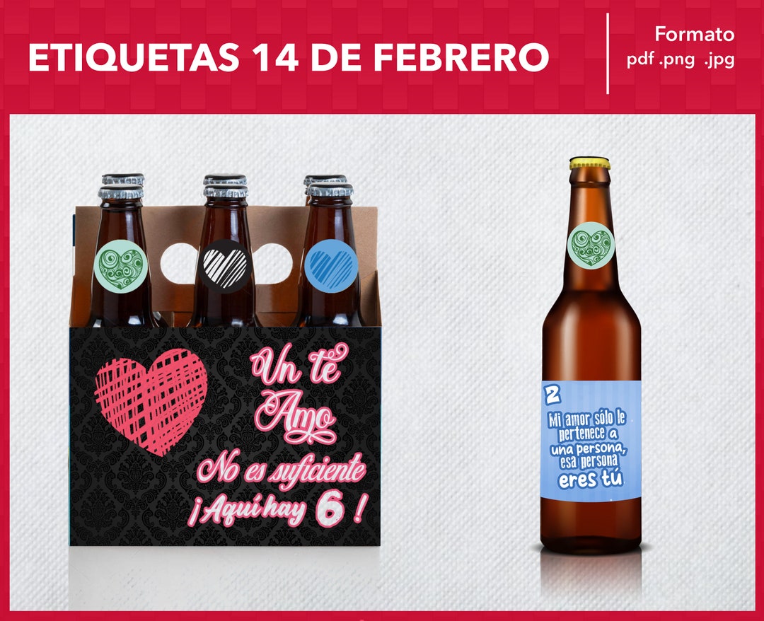 Pack of Labels February 14 Printable Labels for Beer Bottles - 6 Pack ...