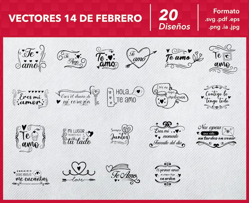 Vectores 14 de febrero, Frases 14 de febrero, San Valentín, PNG SVG ...