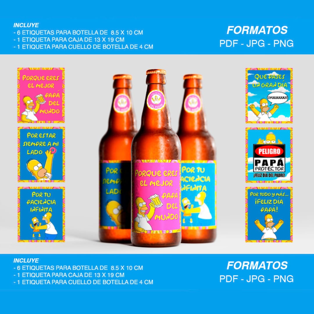 Printable Labels for Beer Bottles Tags Homer Simpson Father's Day 6 ...