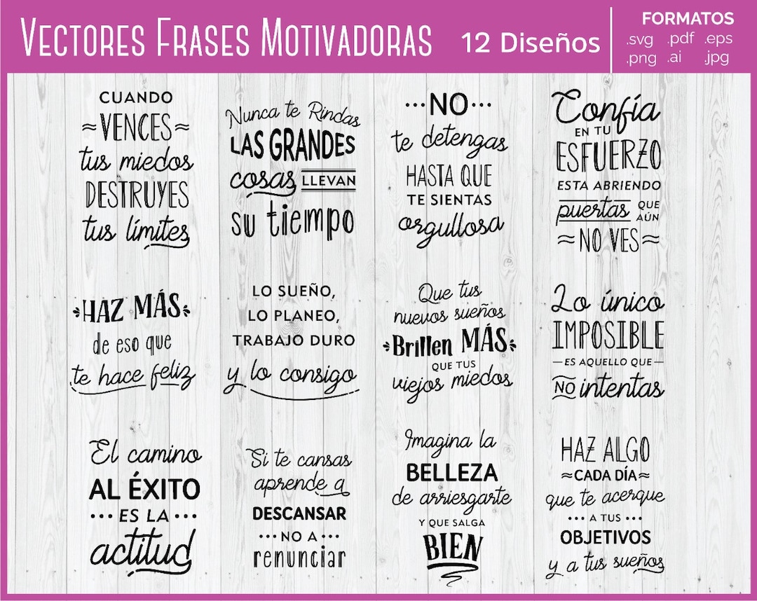 Paquete de Vectores Frases Motivadoras - Inspiradoras - SVG BUNDLE en ...