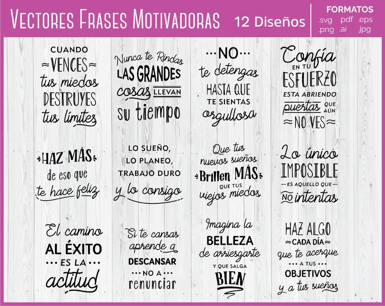 Paquete de Vectores Frases Motivadoras - Inspiradoras - SVG BUNDLE en ...