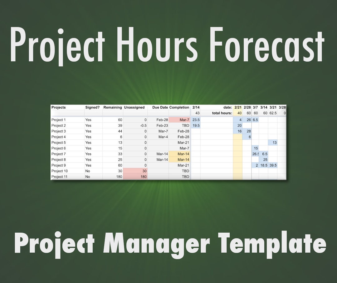 Project Hours Forecast Template - Etsy