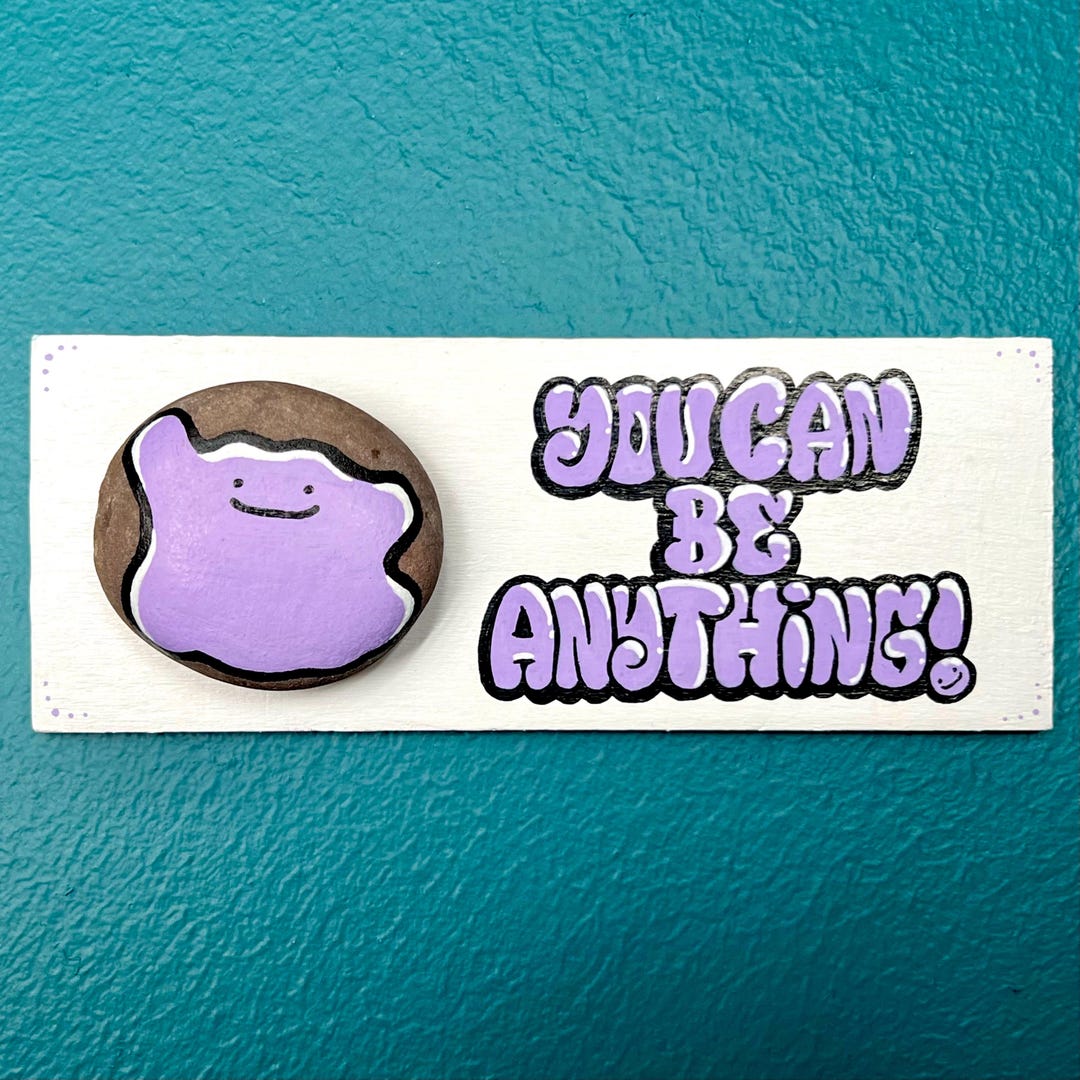 Positive Affirmation Ditto - Painted Rock and Wooden Slab Wall Art - Etsy