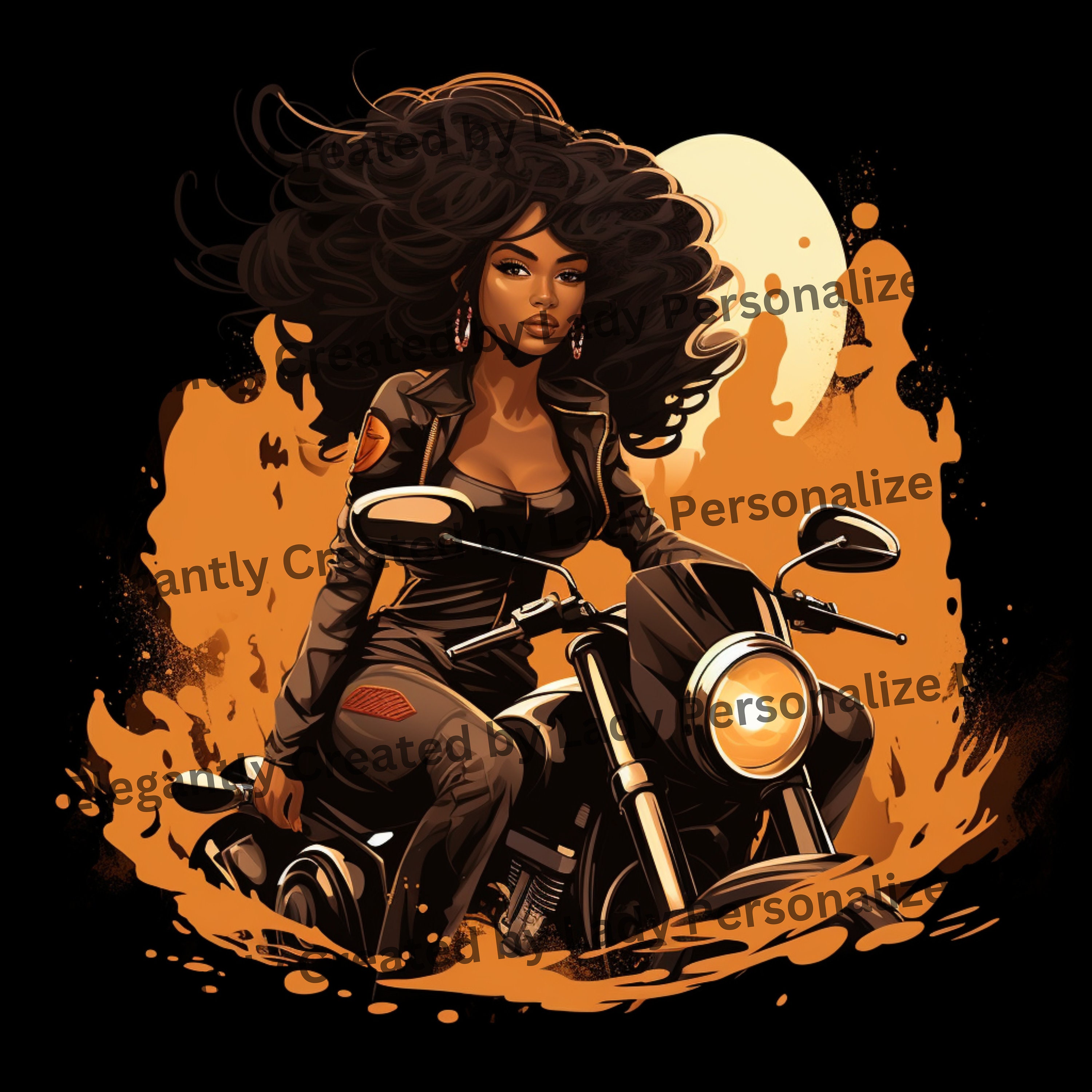 Melanin Beauty Biker Diva Motorcycle PNG, Black Girl Magic-pt 3, PNG ...
