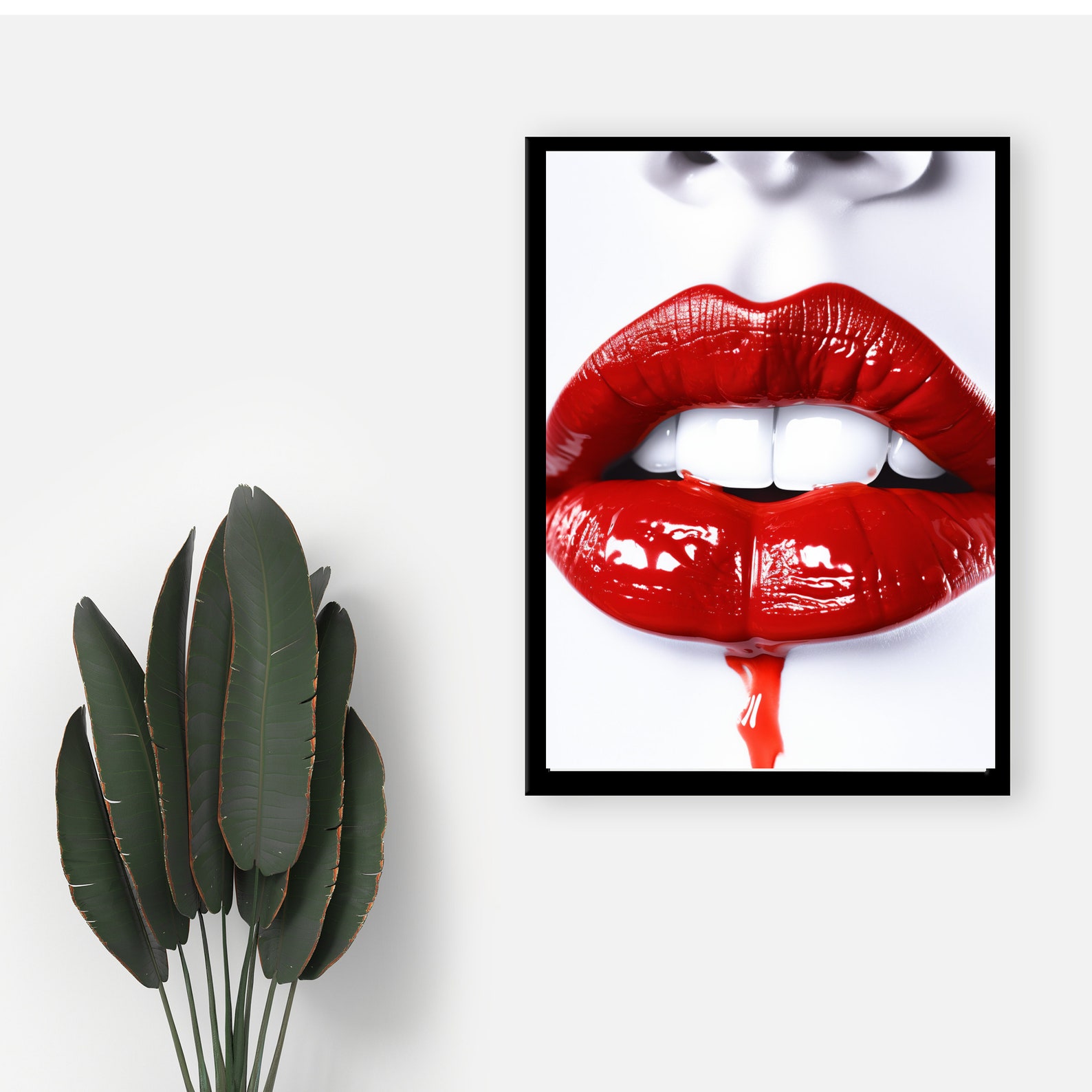 Vibrant Red Lips Wall Art | Digital Print | Clipart Wallet | Eye ...