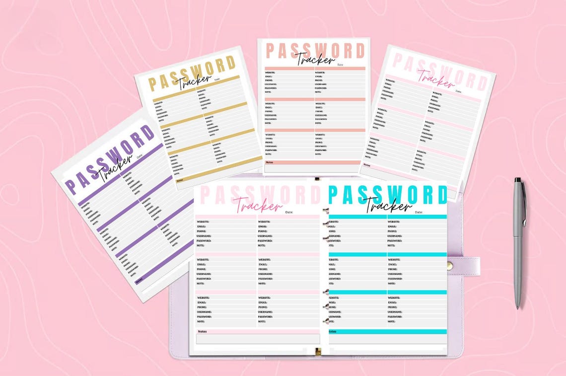 Printable Password Tracker: Minimalist Password Log (PDF, PNG) - Etsy