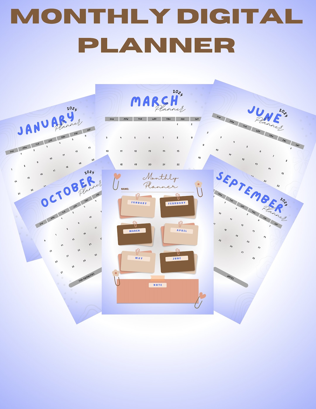 2024 Digital 12 Month Printable Planner, Goodnotes, Daily Planner ...