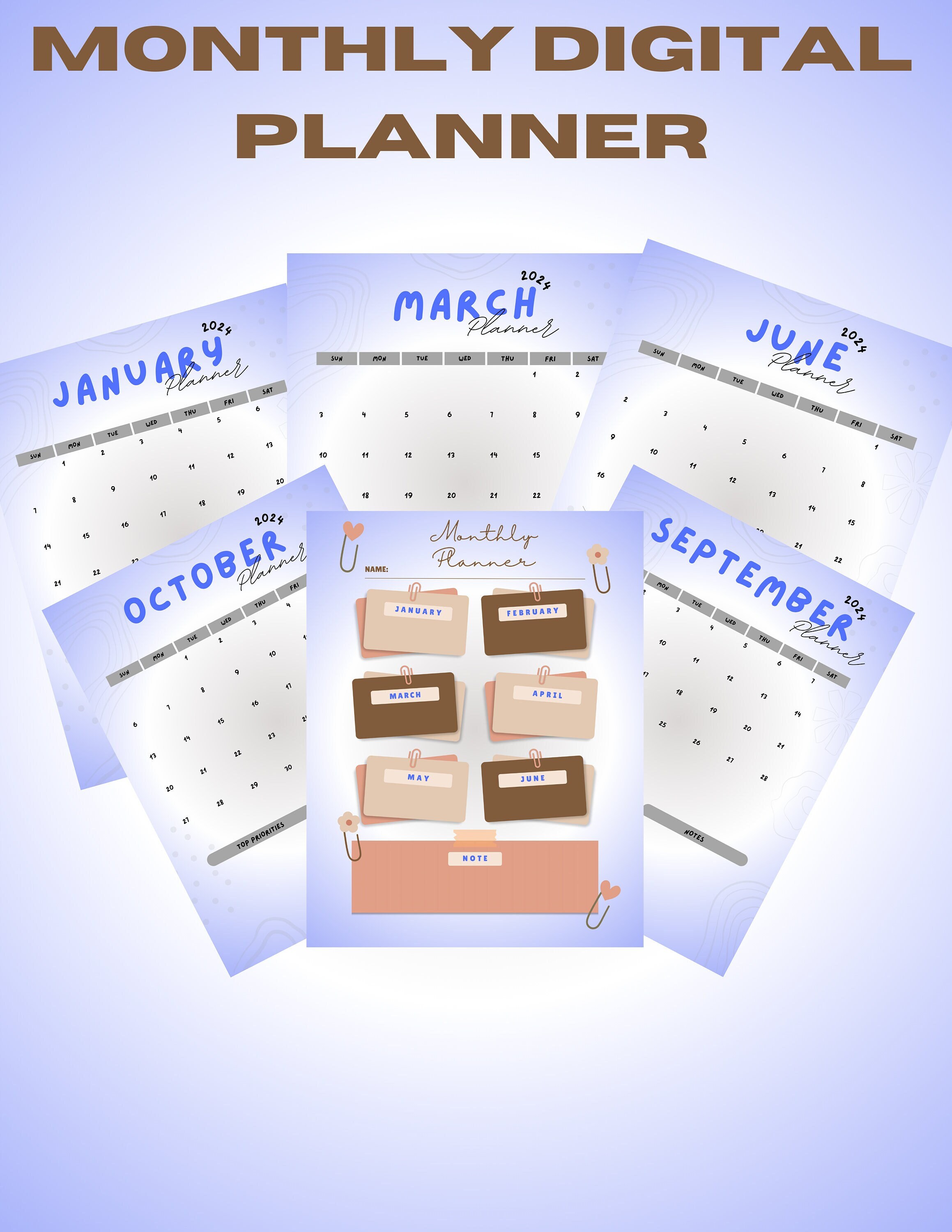 2024 Digital 12 Month Printable Planner, Goodnotes, Daily Planner ...