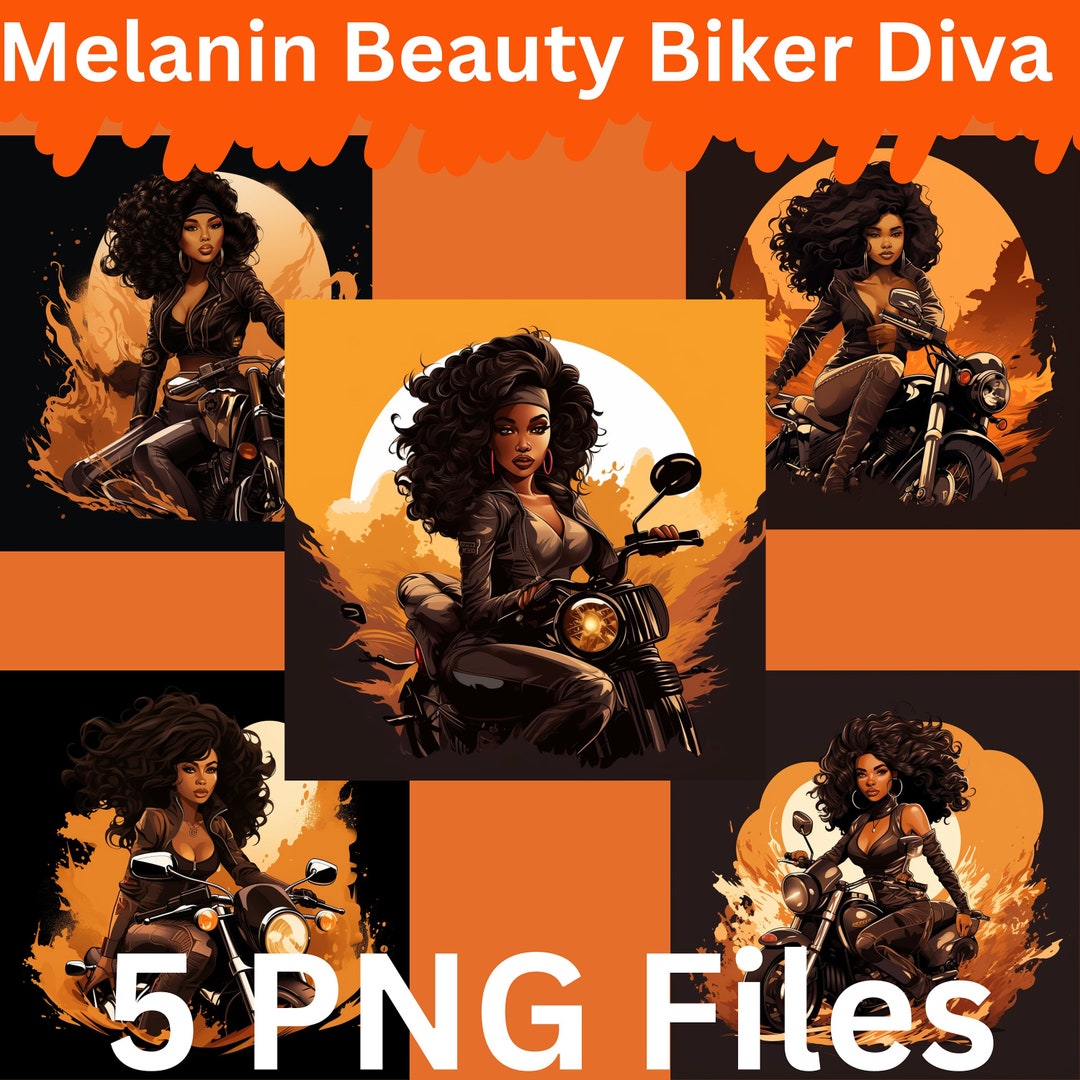Melanin Beauty Biker Diva Motorcycle PNG | Black Girl Magic-pt 1 | PNG ...