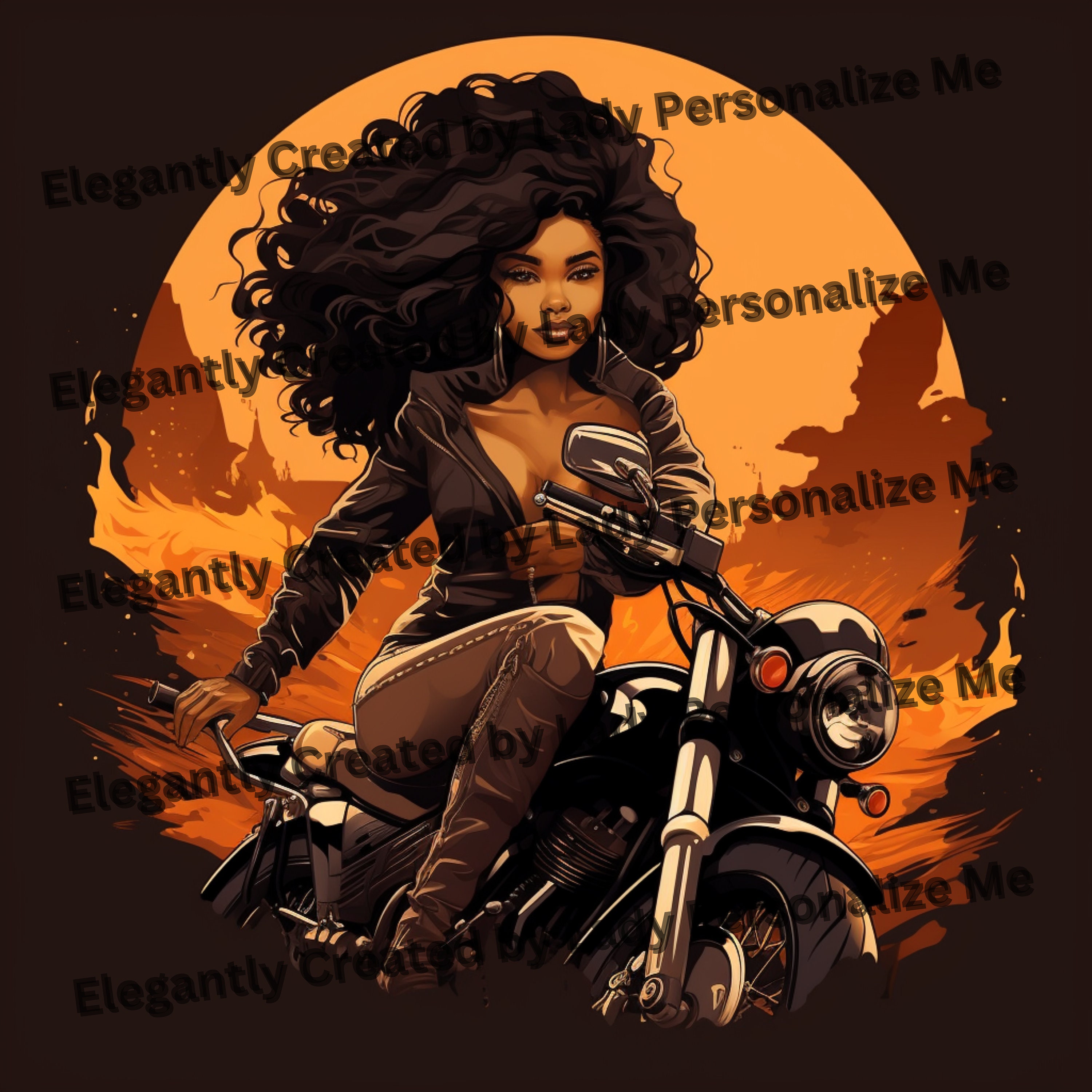 Melanin Beauty Biker Diva Motorcycle PNG, Black Girl Magic-pt 1, PNG ...