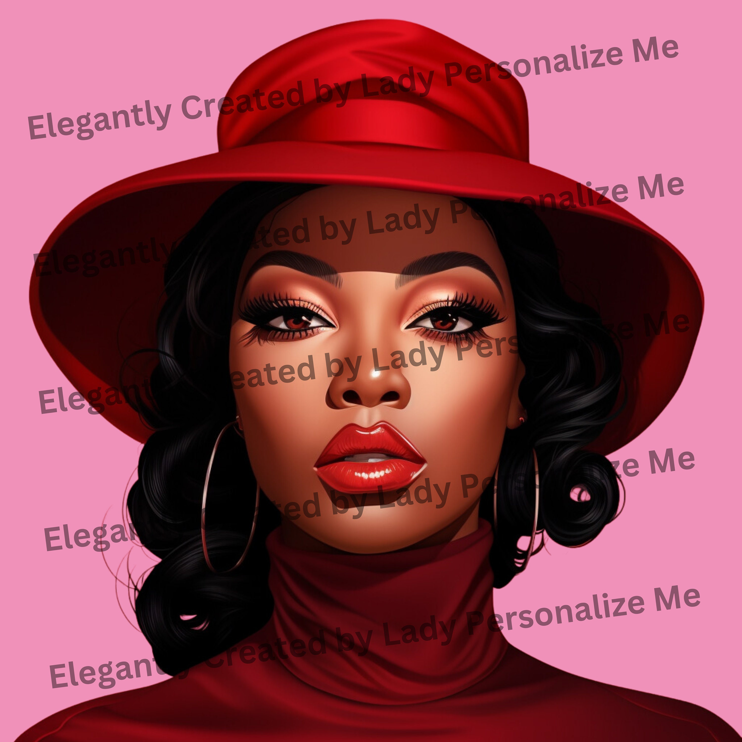 Empowering Black Woman Art: Red Hat Melanin Beauty Clipart Bundle 2 ...