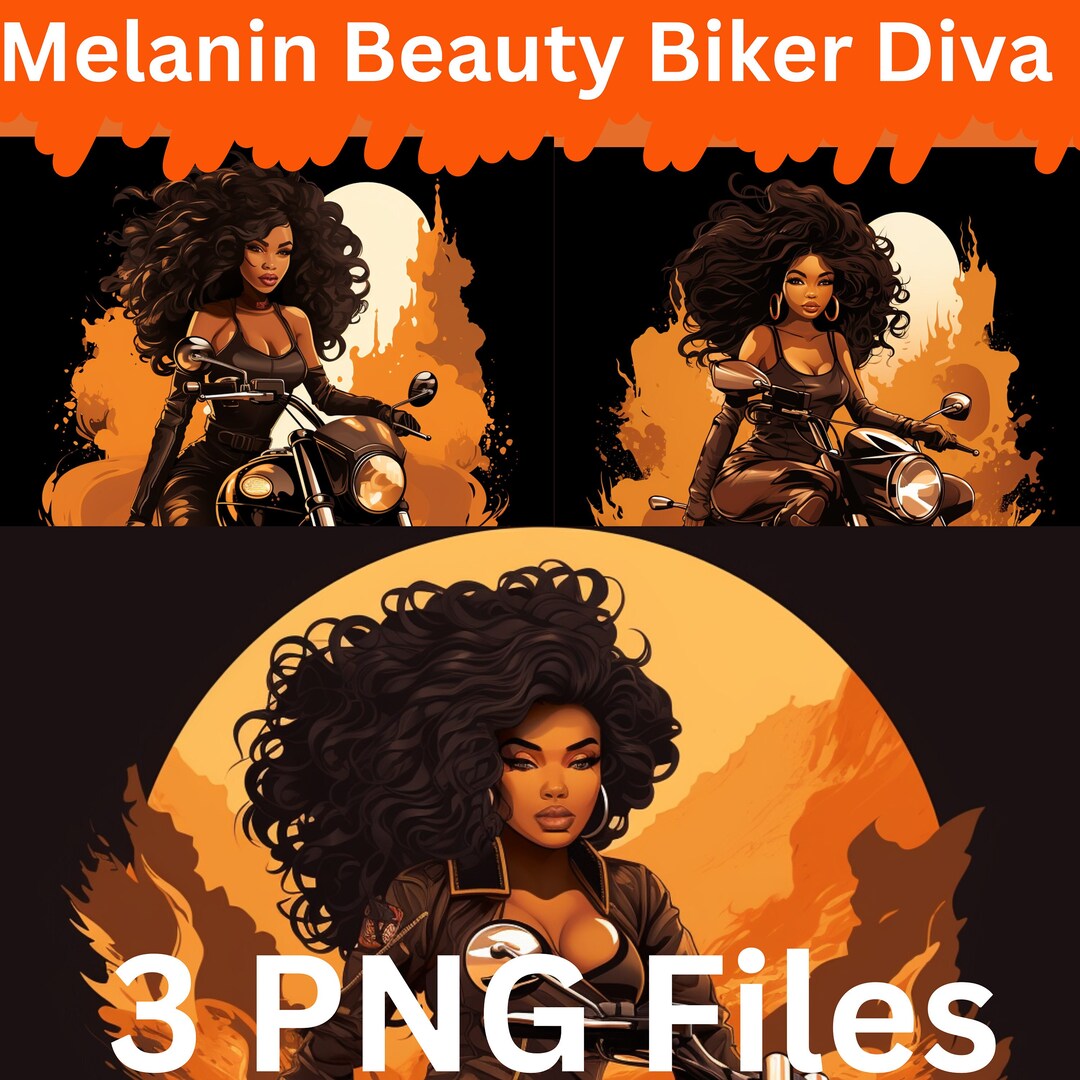 Melanin Beauty Biker Diva Motorcycle PNG | Black Girl Magic-pt 4 | PNG ...