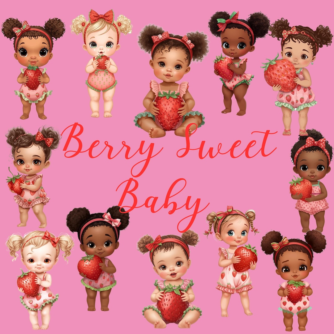 Strawberry Baby Girl Clipart: Sweet Berry Theme Pngs (transparent ...