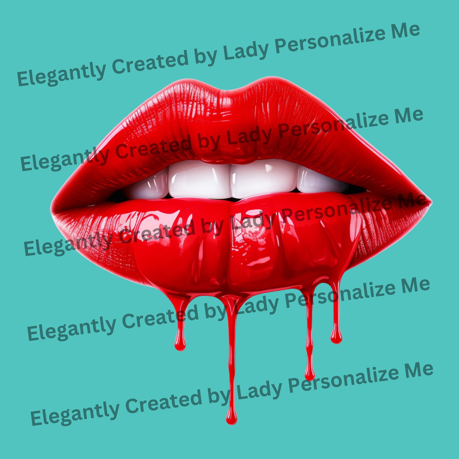 Red Lips Clipart: Romantic Kisses Graphic PNG Bundle (digital Download ...