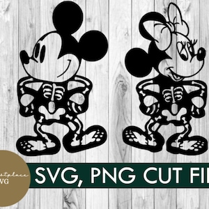 Svg Png Skeleton Mickey Skeleton Minnie Halloweendigital - Etsy