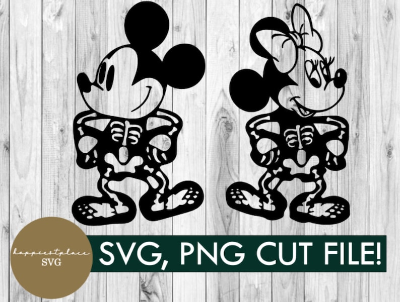 Svg Png Skeleton Mickey Skeleton Minnie Halloweendigital - Etsy